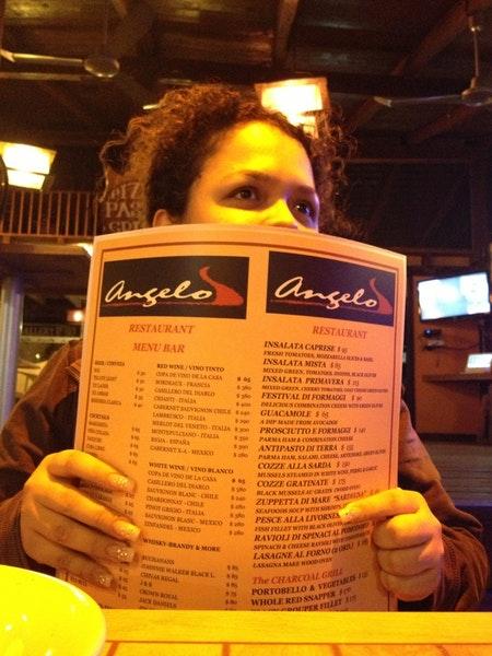 Menu at Angelo pizzeria, Isla Mujeres