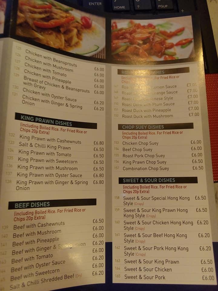 Menu at Ocean Palace restaurant, Ayr