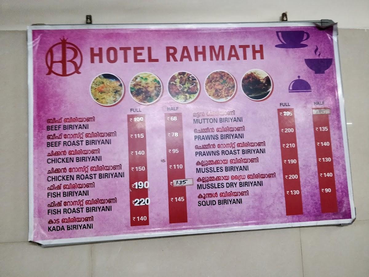 Menu at Rahmath Hotel, Kozhikode
