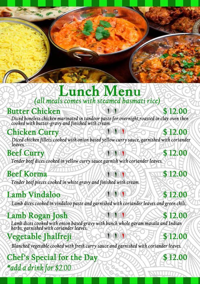 Menu at Spicy Pan restaurant, Eaton