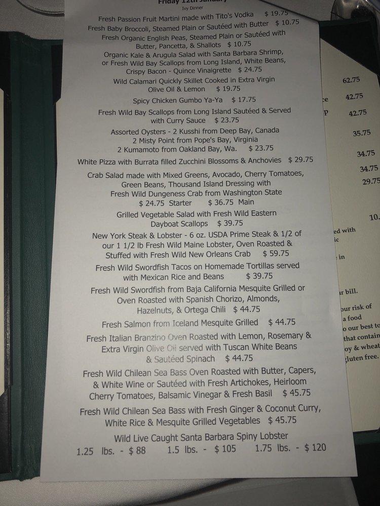 Menu at The Ivy pub & bar, Los Angeles, 113 N Robertson Blvd