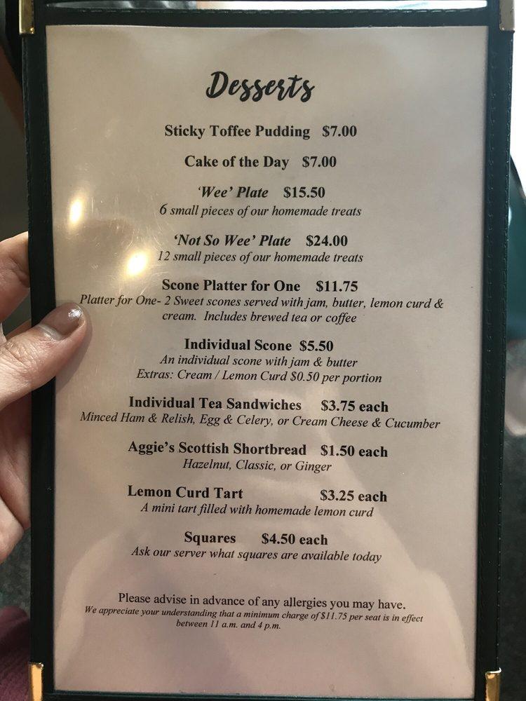 Menu at White Heather Tea Room restaurant, Victoria