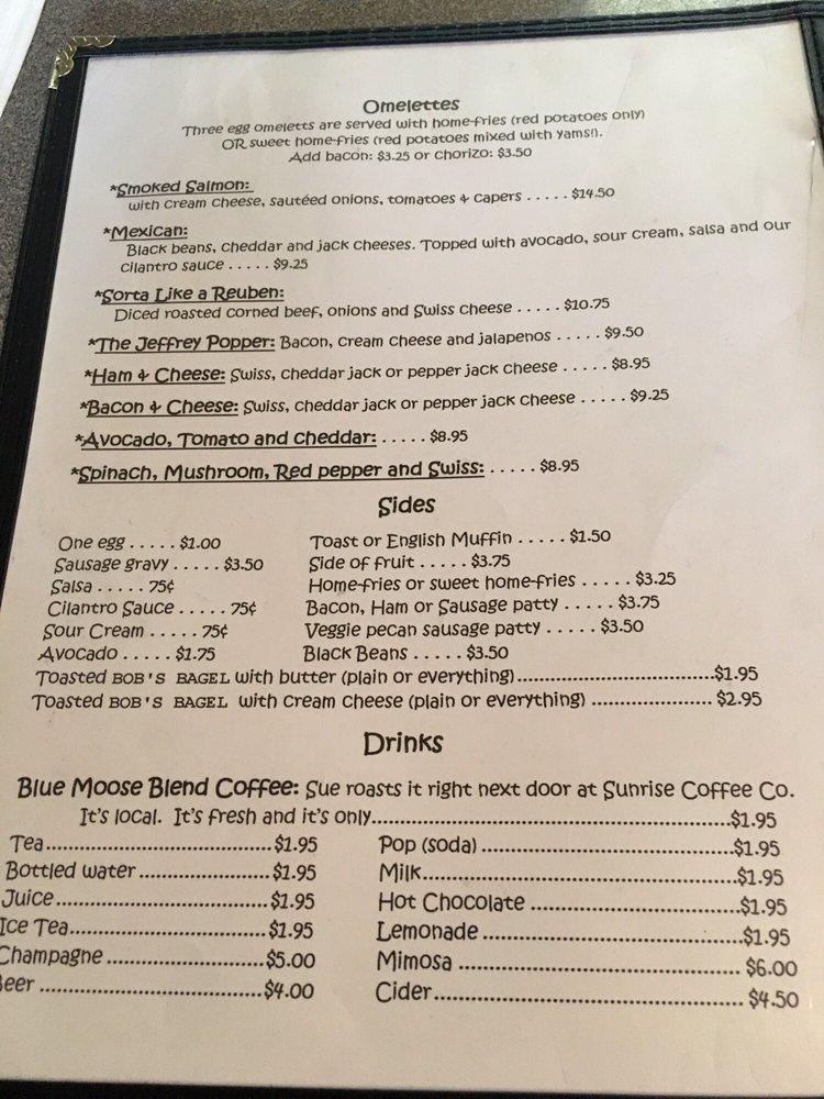 Menu at Blue Moose Cafe, Port Townsend