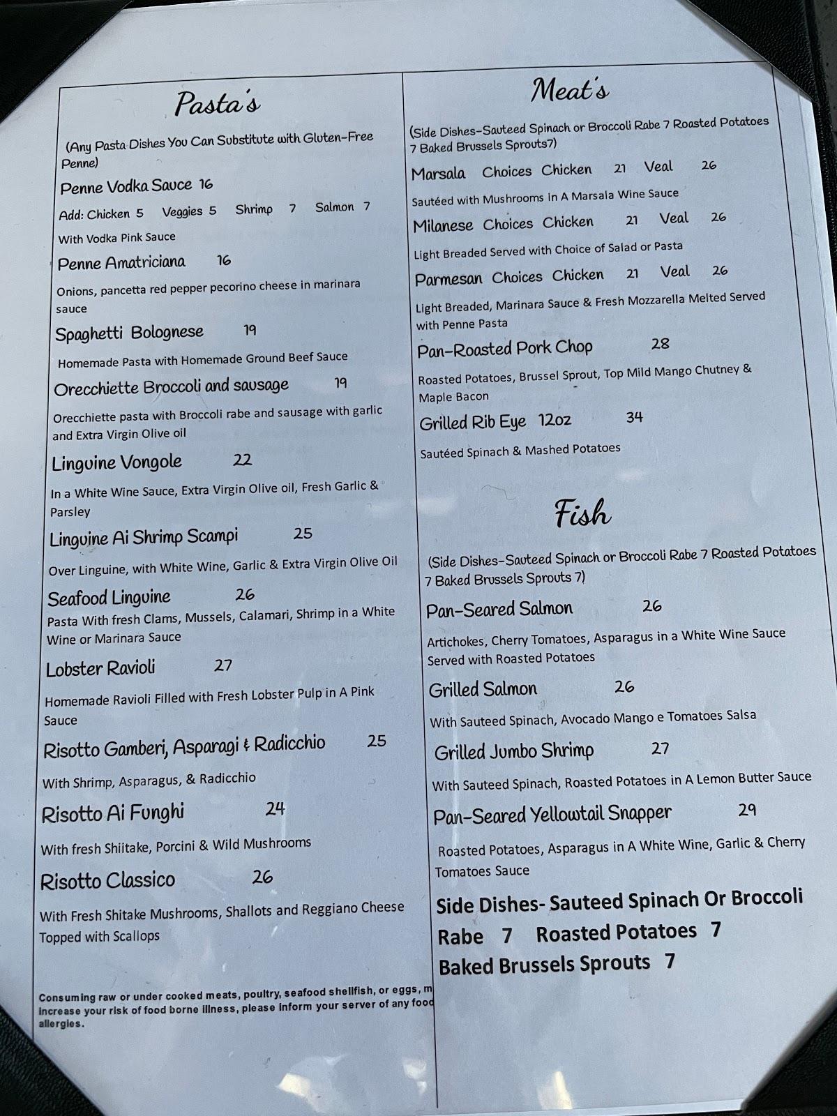 Menu at Chloe's Bistro restaurant, Boca Raton