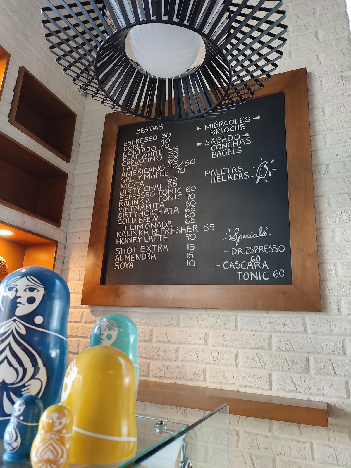 Carta del café Kalinka, Mexicali