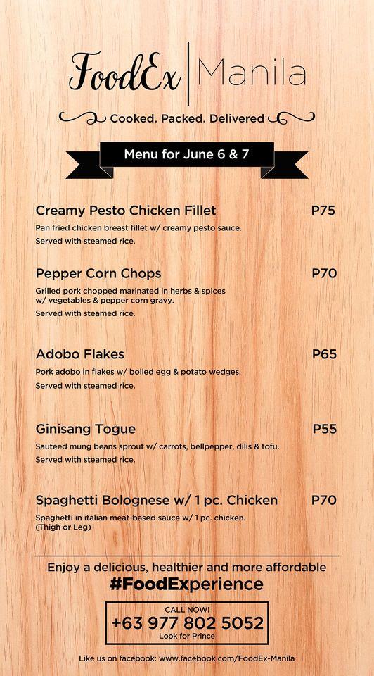 Menu at FoodEx Manila restaurant, Pasig