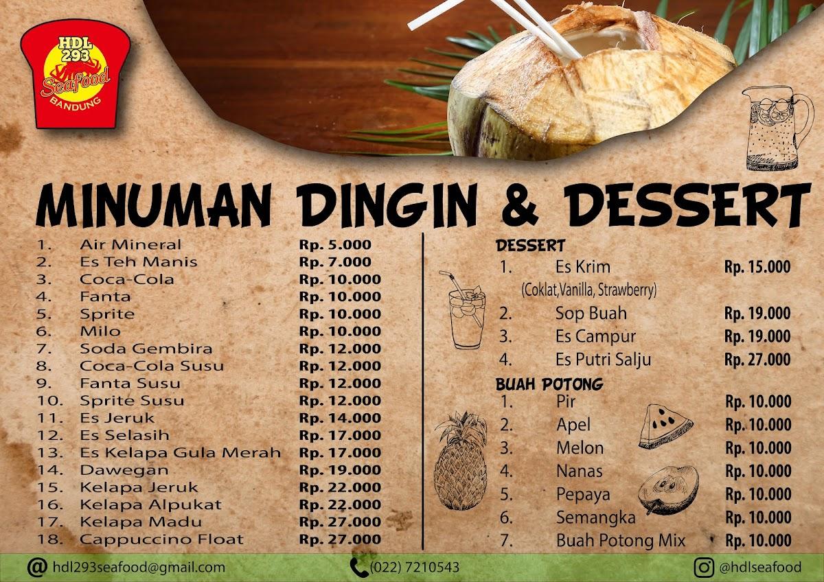 Menu at HDL 293 Seafood restaurant, Cimahi