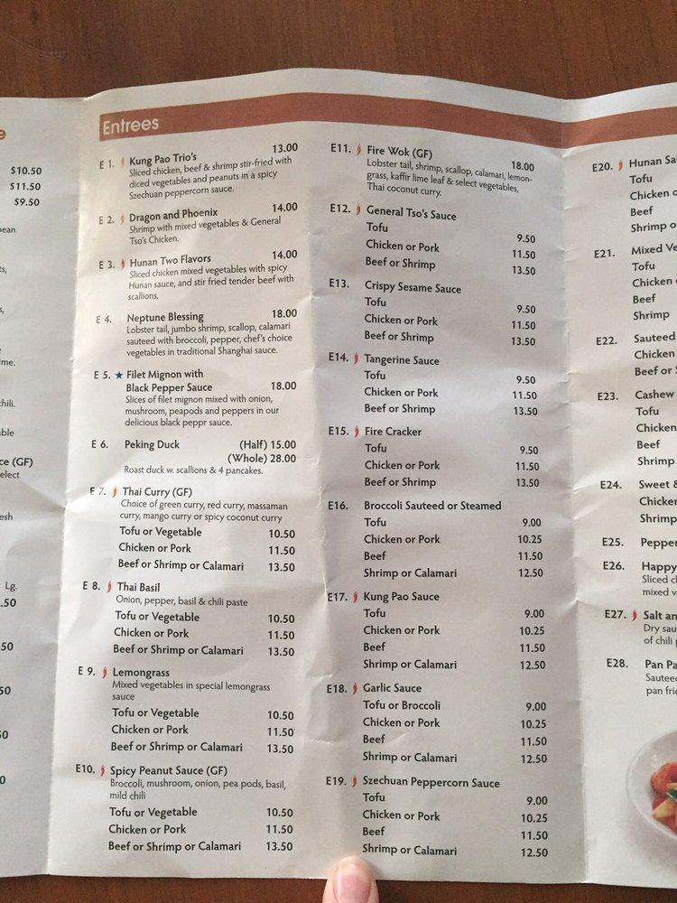 Menu at Jimmy Chen's Asian Cuisine & Cocktail Bar, East Windsor