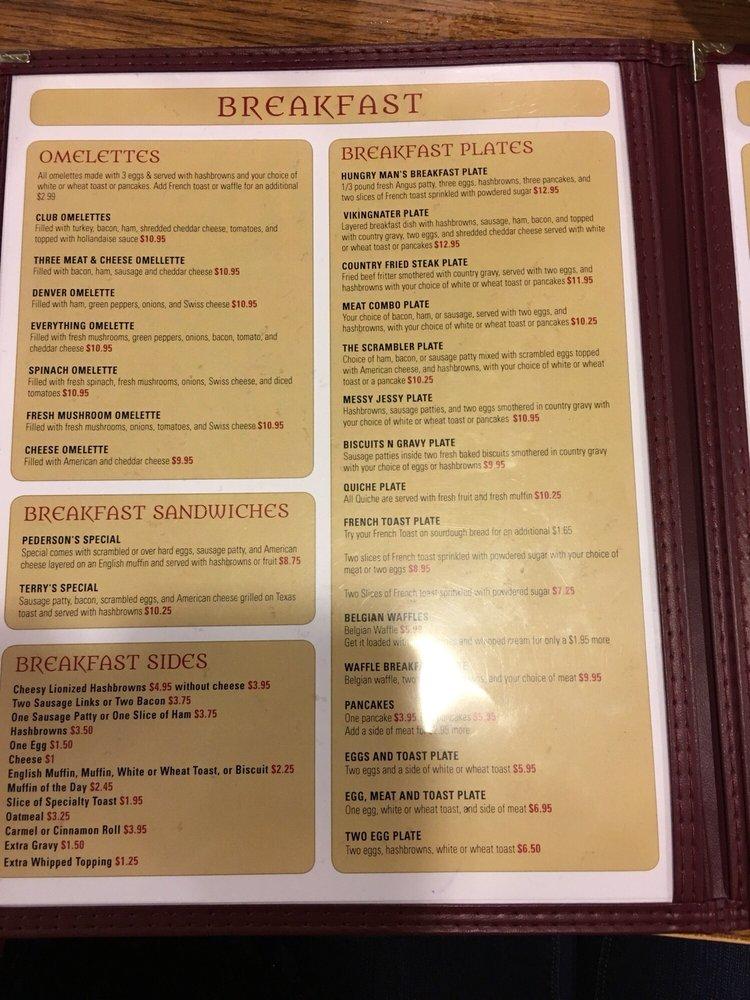 Menu at Vicky's Viking Room restaurant, Valley City