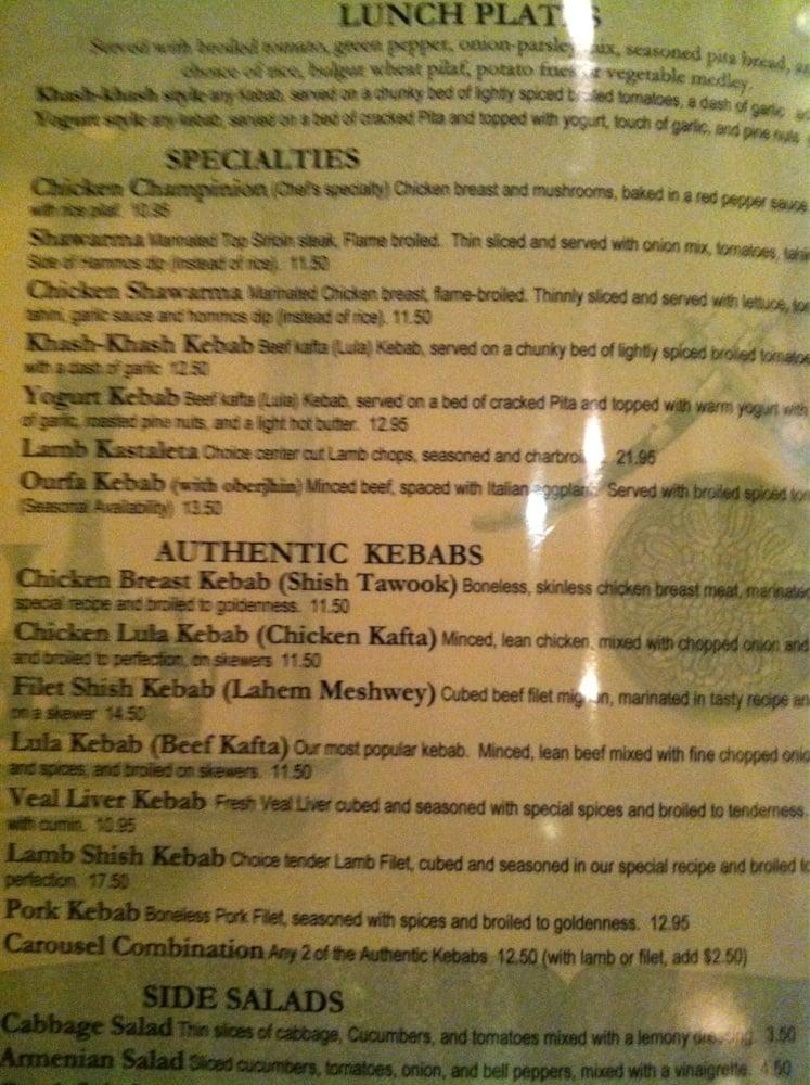 Menu at Carousel Restaurant Glendale, Glendale
