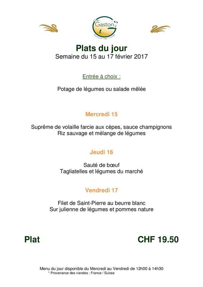Menu at Chez Gaston, Montreux
