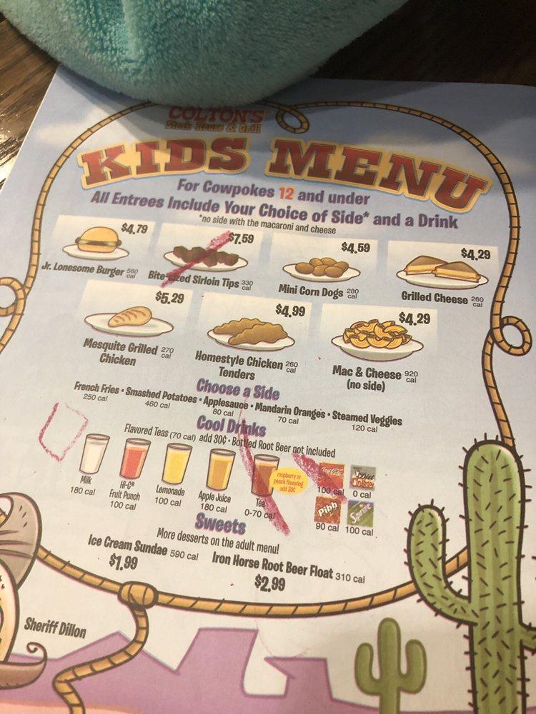 Menu at Colton's Steak House & Grill steakhouse, Conway