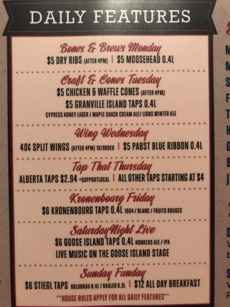 Menu at MKT Fresh Food Beer Market pub & bar, Edmonton, Gateway Blvd NW