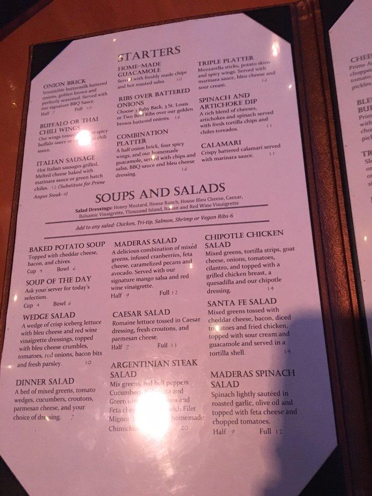 Menu at Maderas Steak & Ribs pub & bar, Los Alamitos