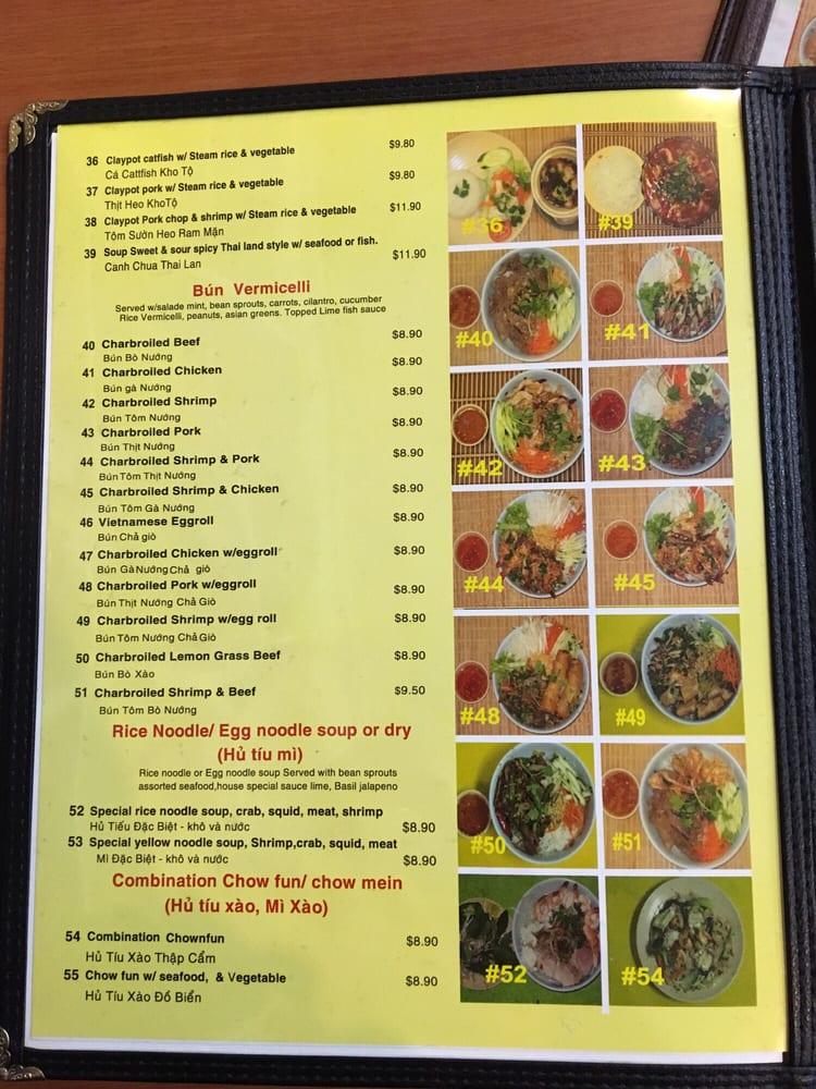 Menu at Pho Morgan Hill restaurant, Morgan Hill