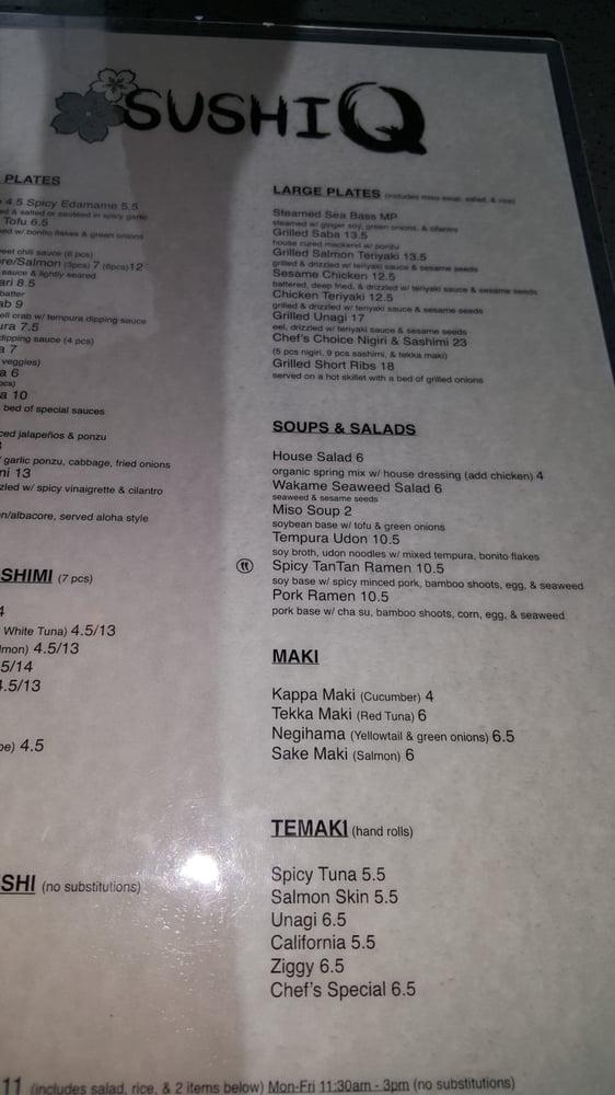 Menu at Sushi Q Japanese Restaurant, Sacramento, Elk Grove Florin Rd #400