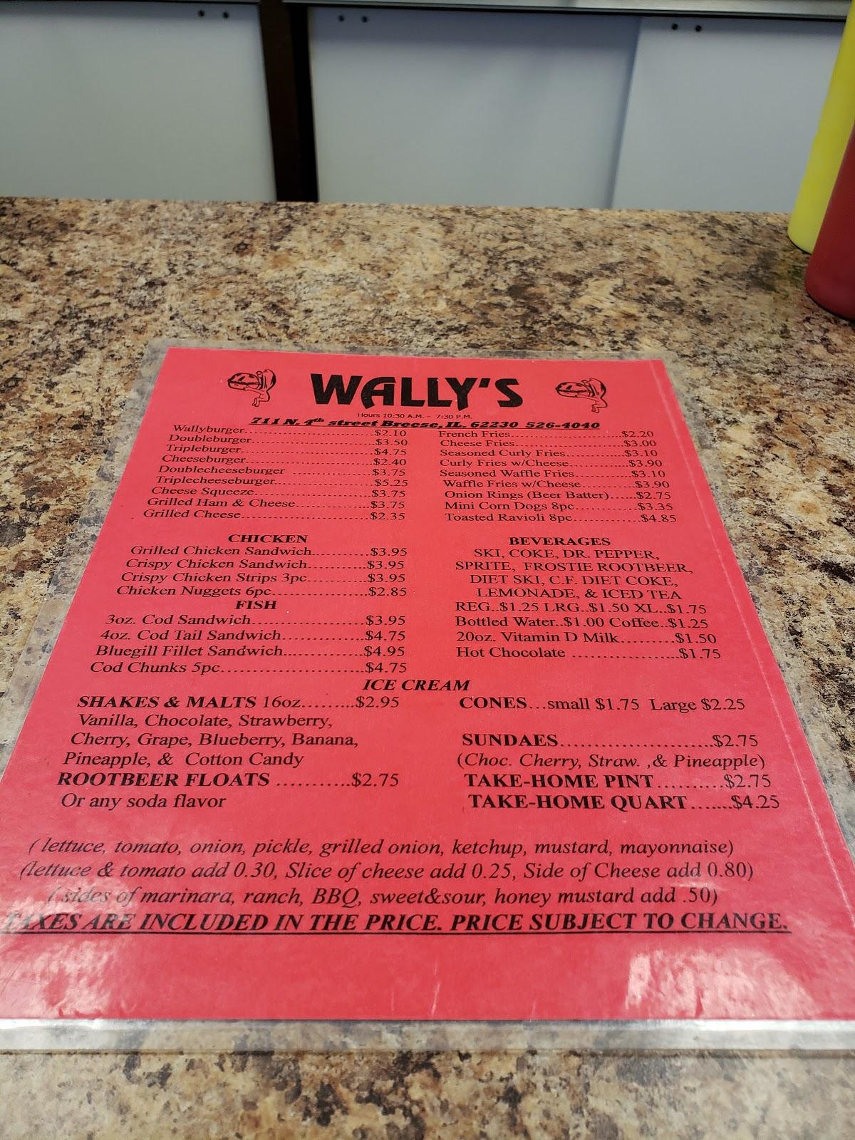 Menu at Wally's Drive-In fast food, Breese