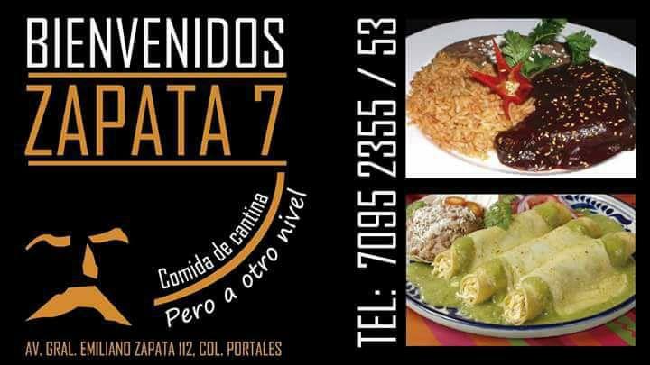 Menu at Zapata 7 restaurant, Mexico City