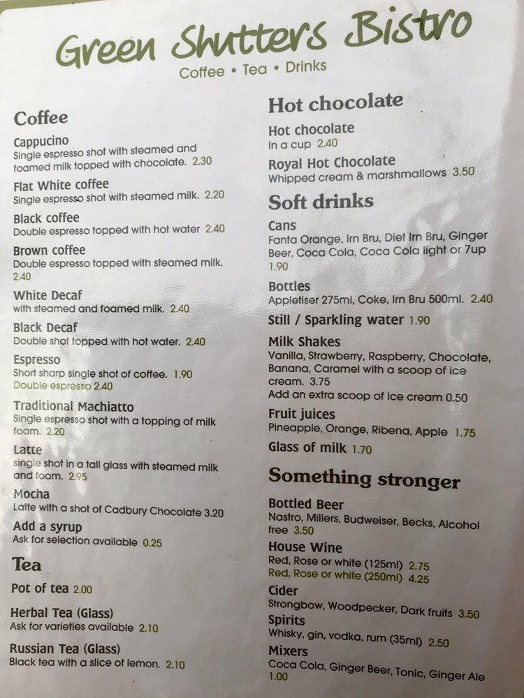 Menu at G cafe, Largs