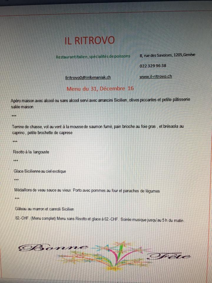 Speisekarte von Il Ritrovo, Genf, Rue des Savoises 8