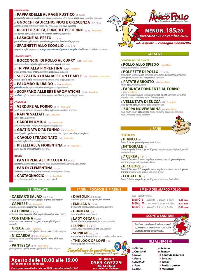 Speisekarte von Marco Pollo restaurant, Lucca