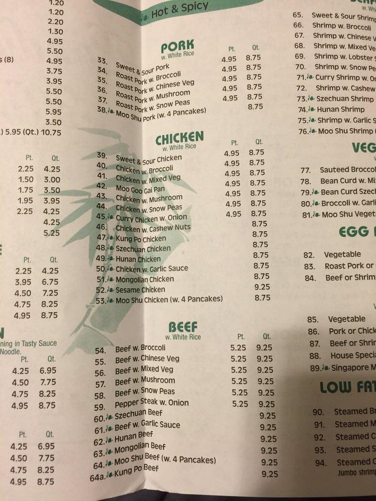 Menu at Panda House restaurant, Varnell, Cleveland Hwy