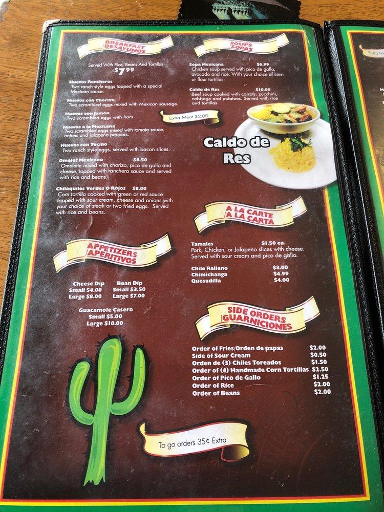 Menu at Tortas Mexico restaurant, North Little Rock