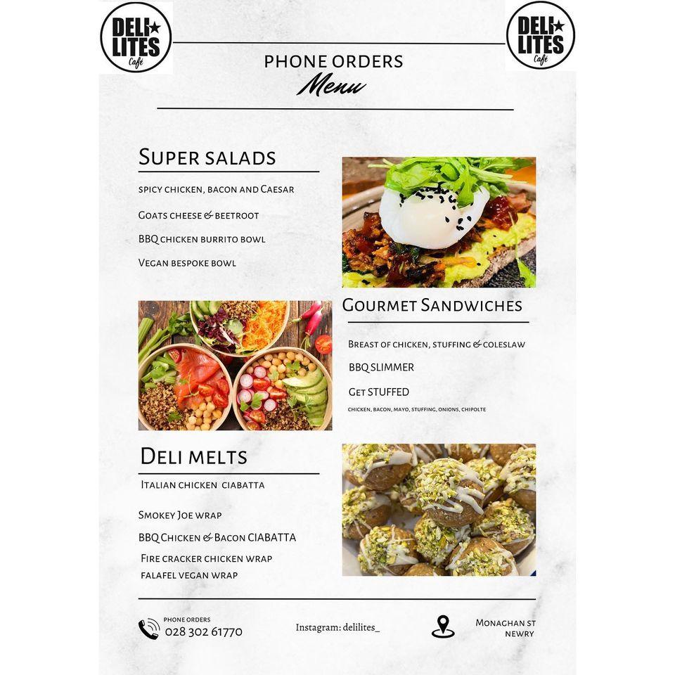 Menu at Deli Lites cafe, Newry, Monaghan St