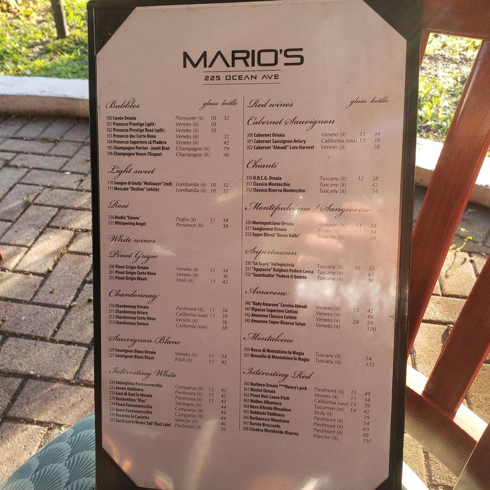 Menu at Mario’s Lake Ave pizzeria, Lake Worth