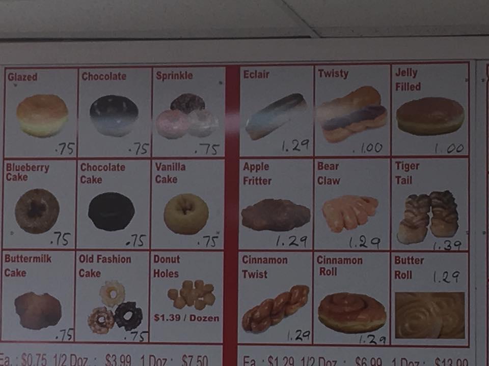 Menu at Mr.Chans Donuts restaurant, Kennett