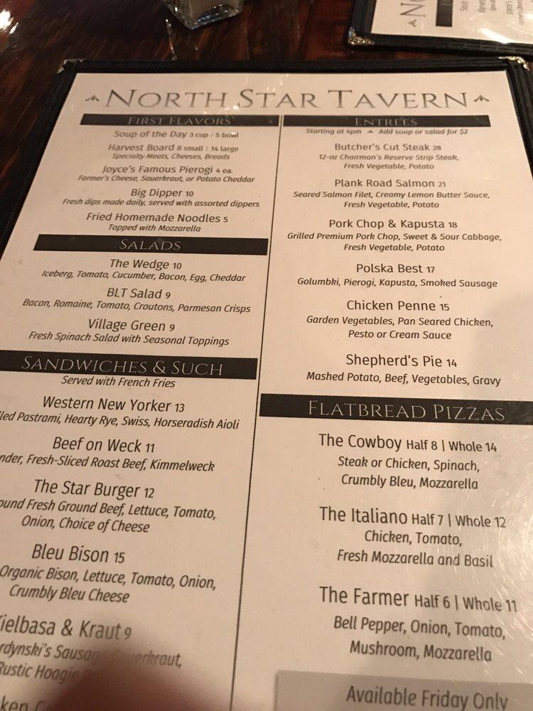Menu at North Star Tavern restaurant, Billington Heights, Seneca St