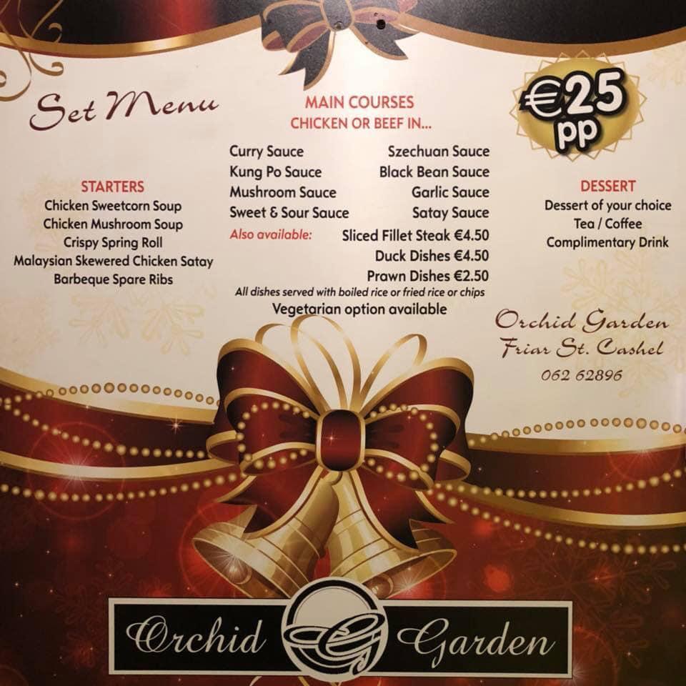 Menu at Orchid Garden restaurant, Cashel