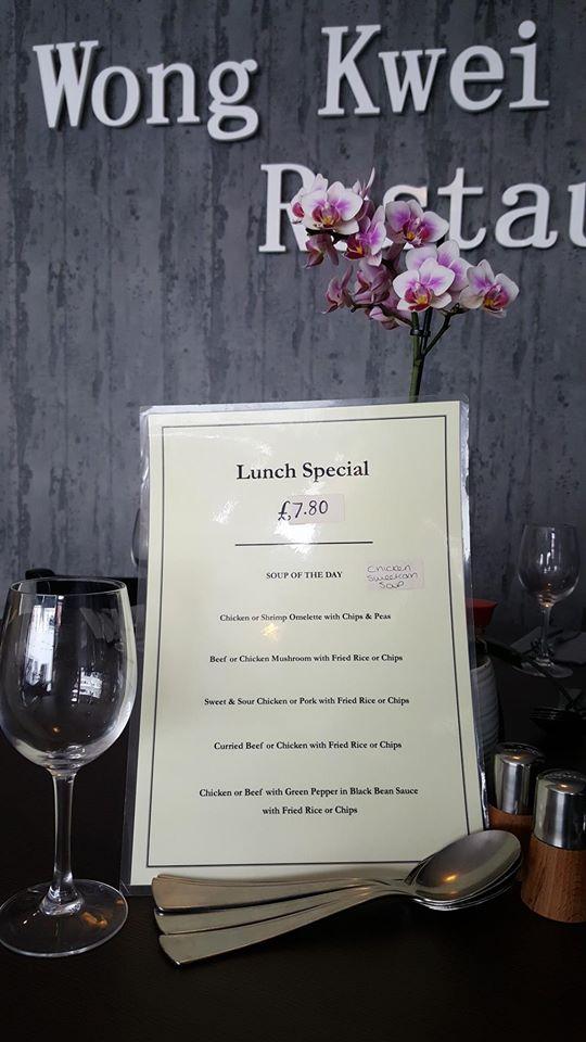 Menu at Wong Kwei Restaurant, Ashby-de-la-Zouch