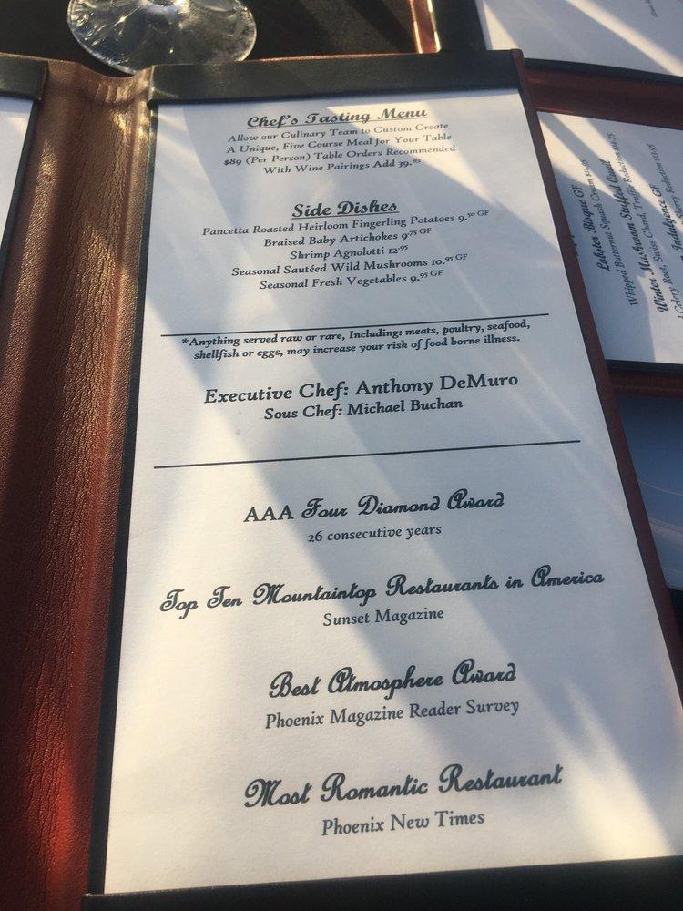 Menu at Different Pointe of View restaurant, Phoenix, N 7th St