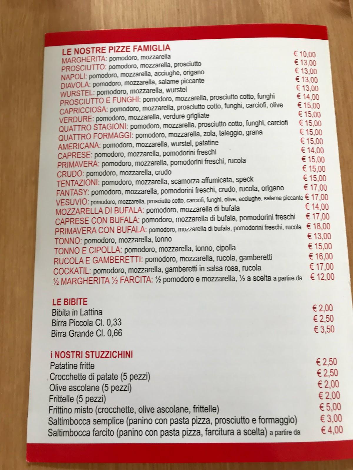 Menu da La Pizzeria della Piazza, Travedona Monate