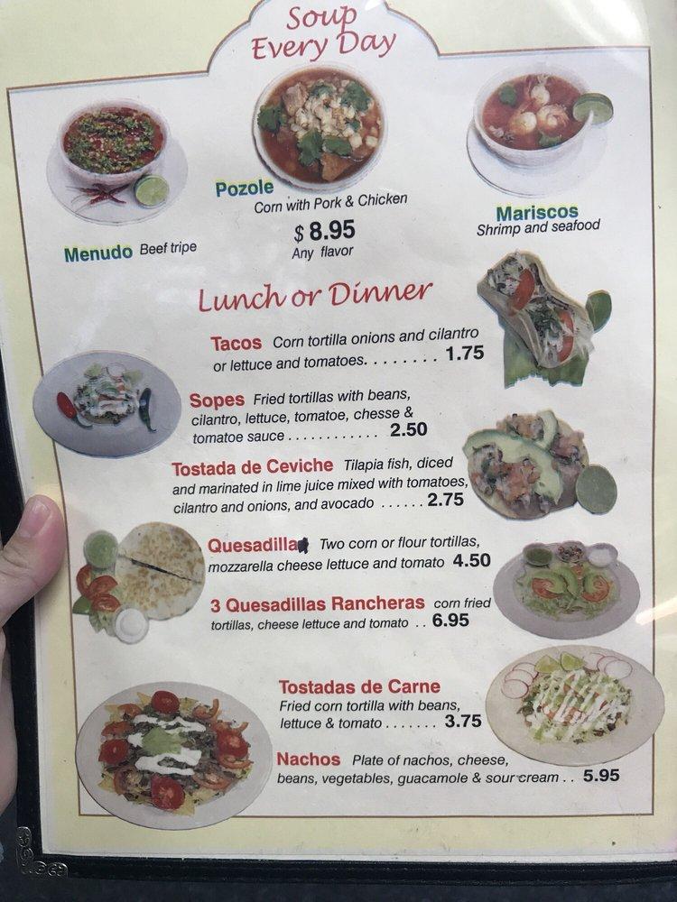 Menu at Tacos Mi Nacho restaurant, Meriden