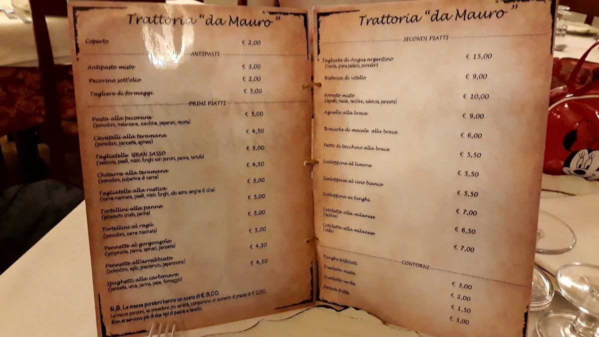 Menu da Trattoria Da Mauro Teramo ristorante, Teramo