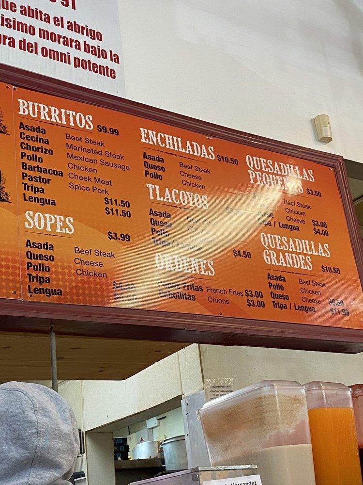 Menu at Carniceria Hernandez restaurant, Cumming