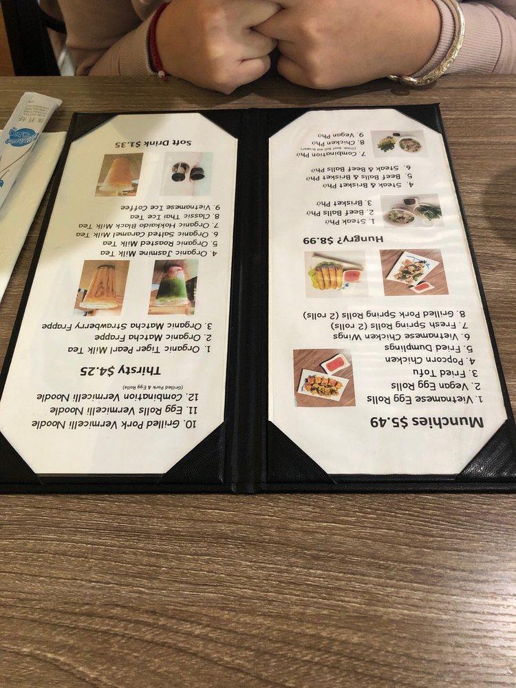 Menu at Pho 4 U restaurant, Atascadero