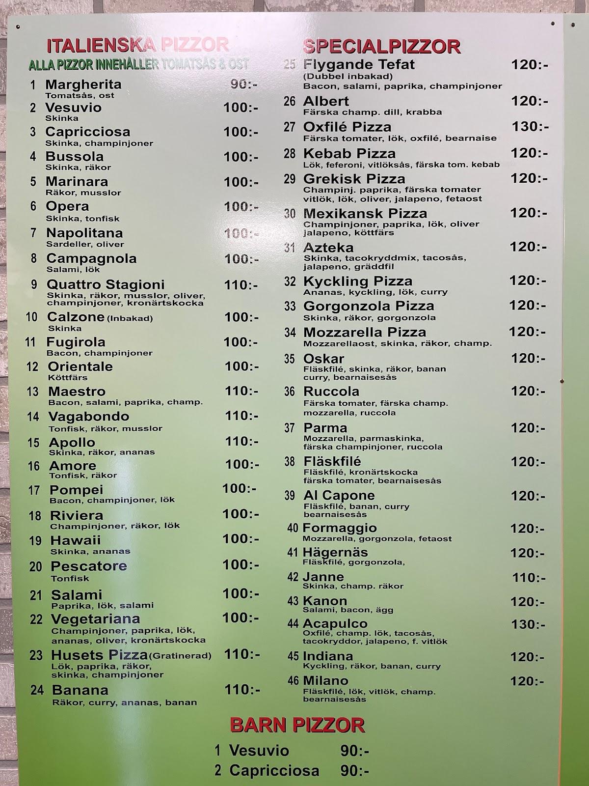 Menu at Pizzabutik Edita pizzeria, Täby