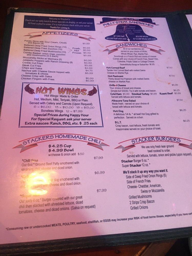 Menu at Stackers Restaurant, Phoenix