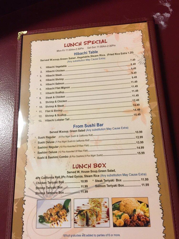 Menu at Toki sushi& steak house restaurant, LaFayette