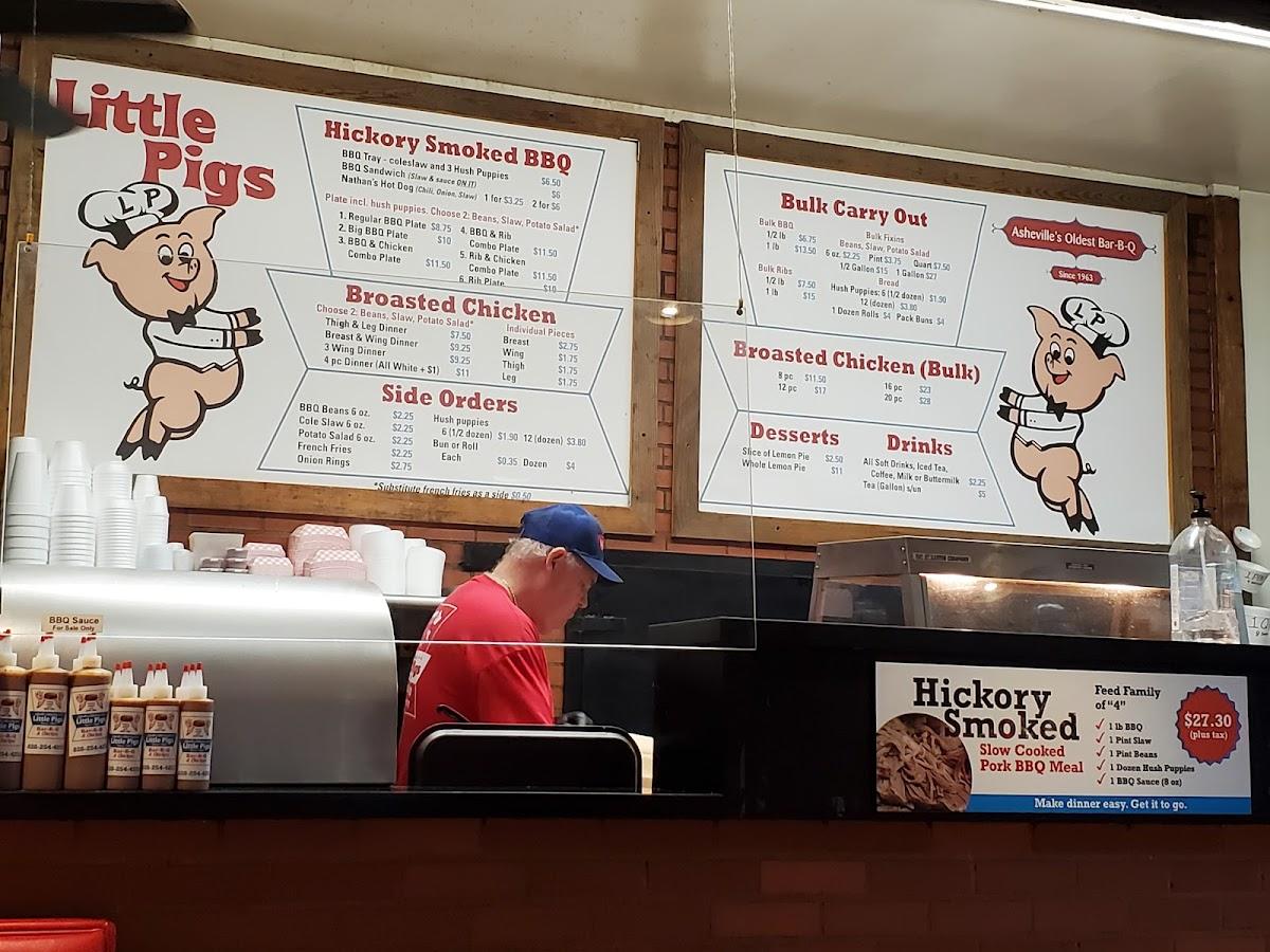 Menu at Little Pigs BBQ, Asheville, 384 McDowell St