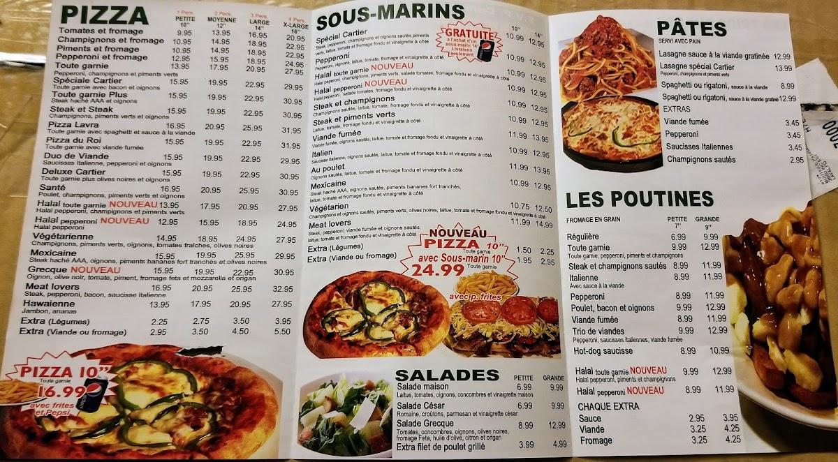 Menu au Pizzeria Cartier, Laval, 395 Bd Cartier O