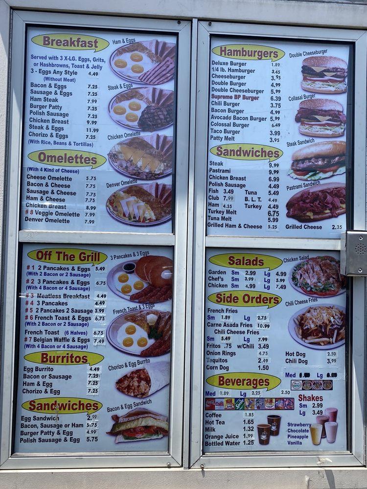 Menu at Burger Palace restaurant, Los Angeles, 100 E Manchester Ave