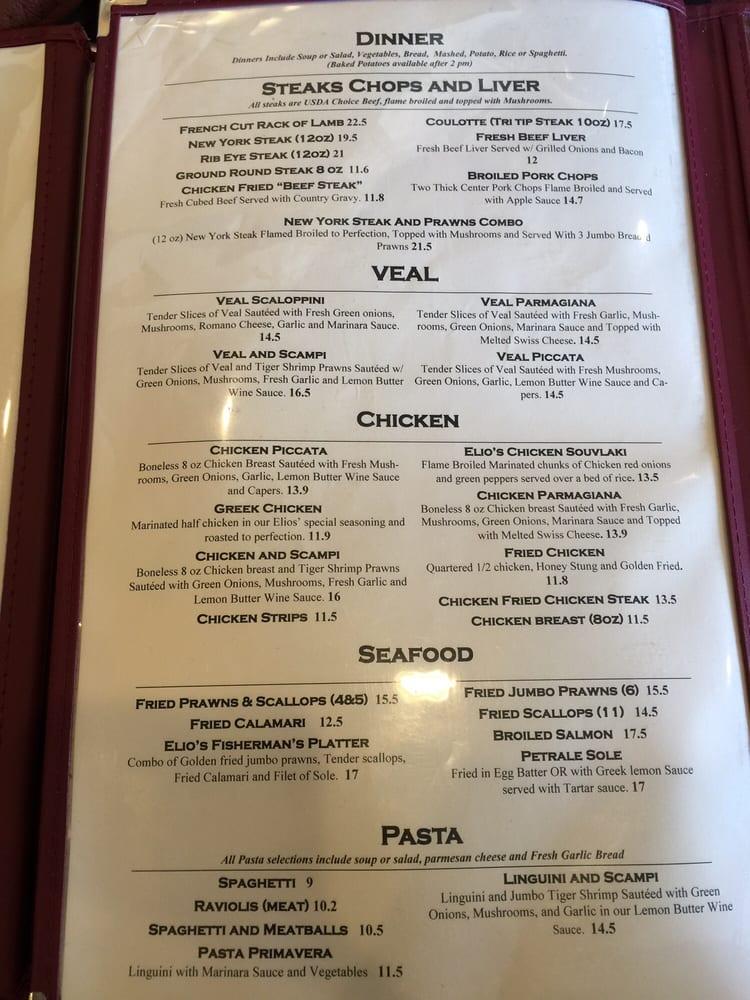 Menu at Elios Family Restaurant, San Leandro