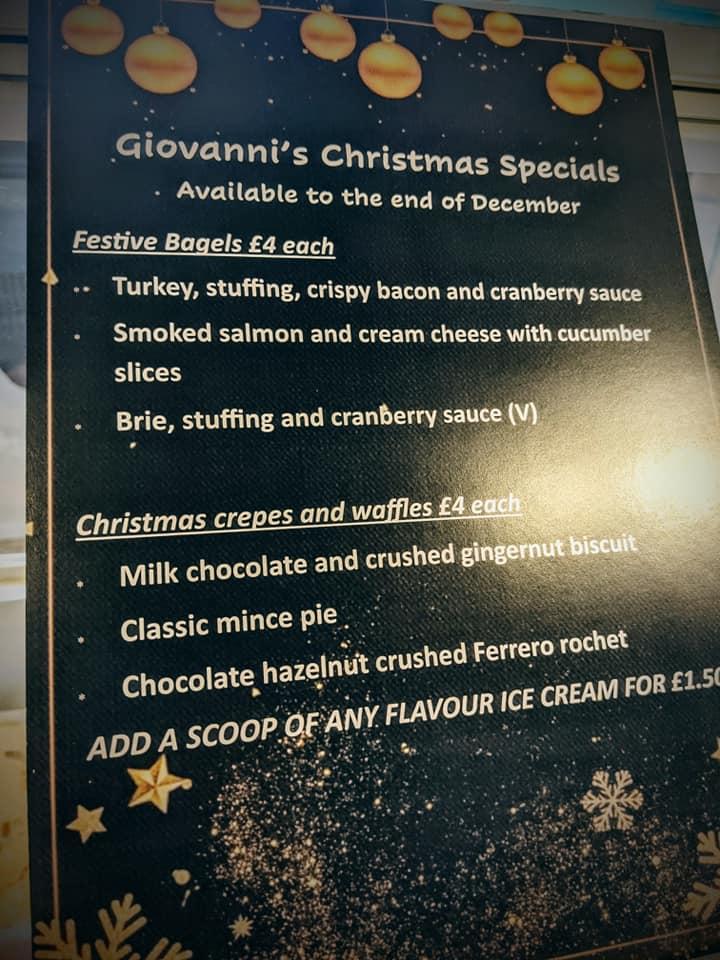 Menu at Giovanni's. Coffee, Ice Cream and Crepes. cafe, Bridgnorth
