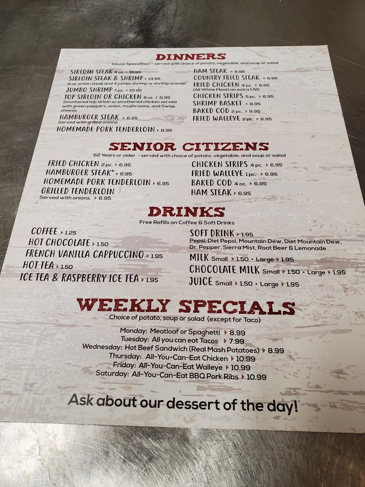 Menu at Ma & Pa's Diner restaurant, Oelwein