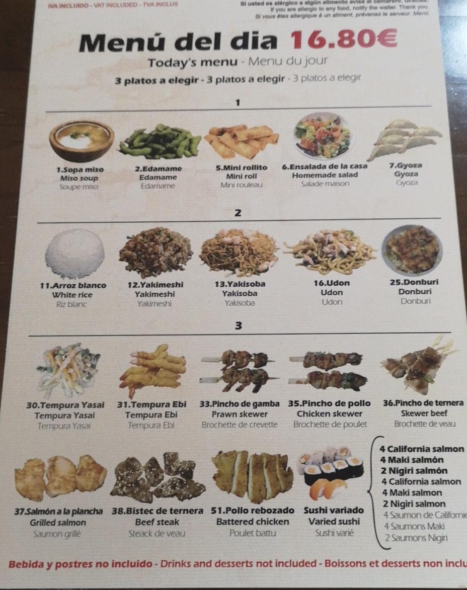 Menu at goku restaurant, Tossa de Mar