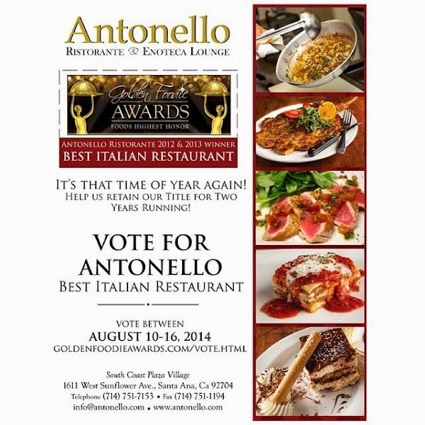 Menu at Antonello Ristorante pub & bar, Santa Ana